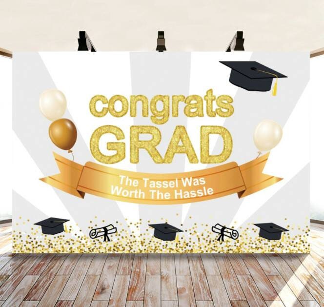 Red White Congrats Grad Photography Backdrop Graduation Party | Etsy