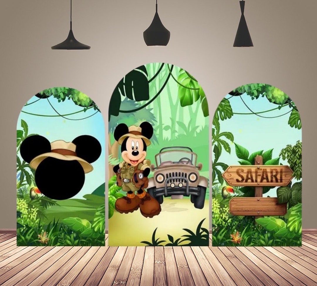 Safari Mickey Mouse Arch Backdrop: Wild One Birthday, Baby Shower - Etsy