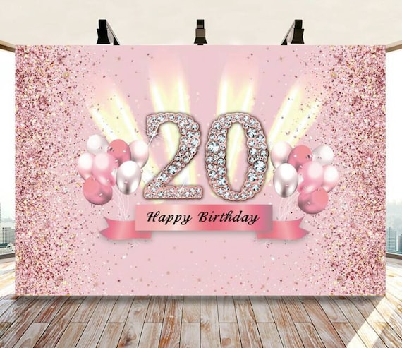 Happy 20th Birthday Party Photography Backdrop Sweet Rose Gold - Etsy