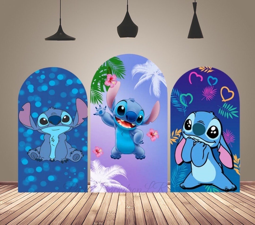 Stitch Cartoon Arch Backdrop Cover: Double-sided Birthday Party Banner ...