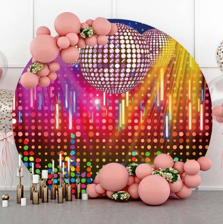 Disco Music Theme Party Round Backdrop Cover Glowing Dancing - Etsy