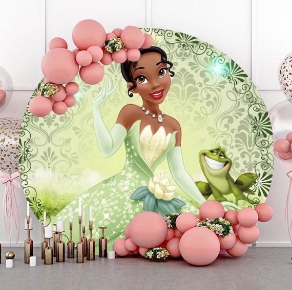 Princess Tiana Background Round Backdrop Cover Custom Kids Birthday