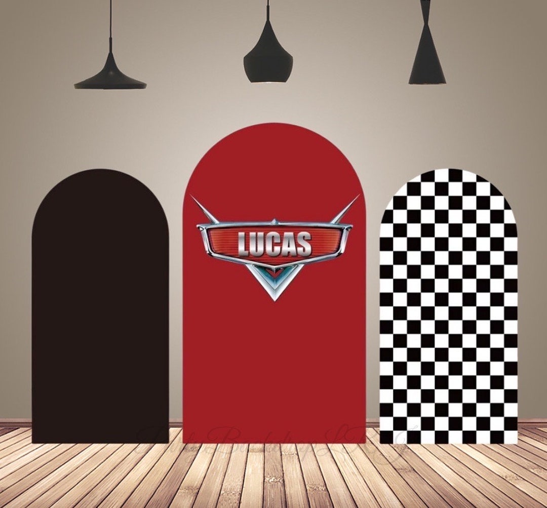Cars Theme Arch Backdrop Cover: Double Sided Birthday Party Photography ...
