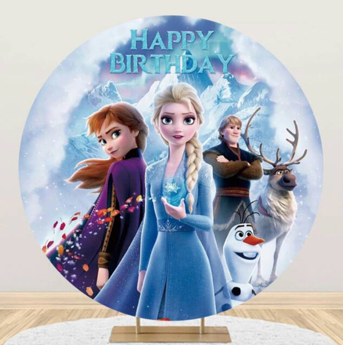 Frozen Elsa Birthday Party Decoration Custom Name Round - Etsy