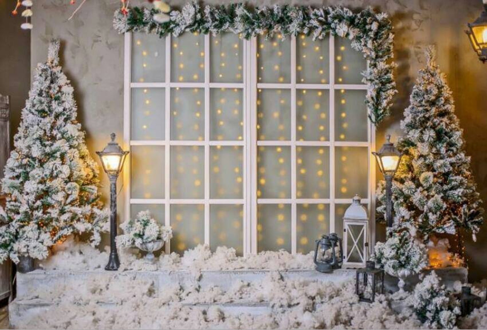 Christmas Theme Party Photography Backdrop Banner Christmas Lights ...