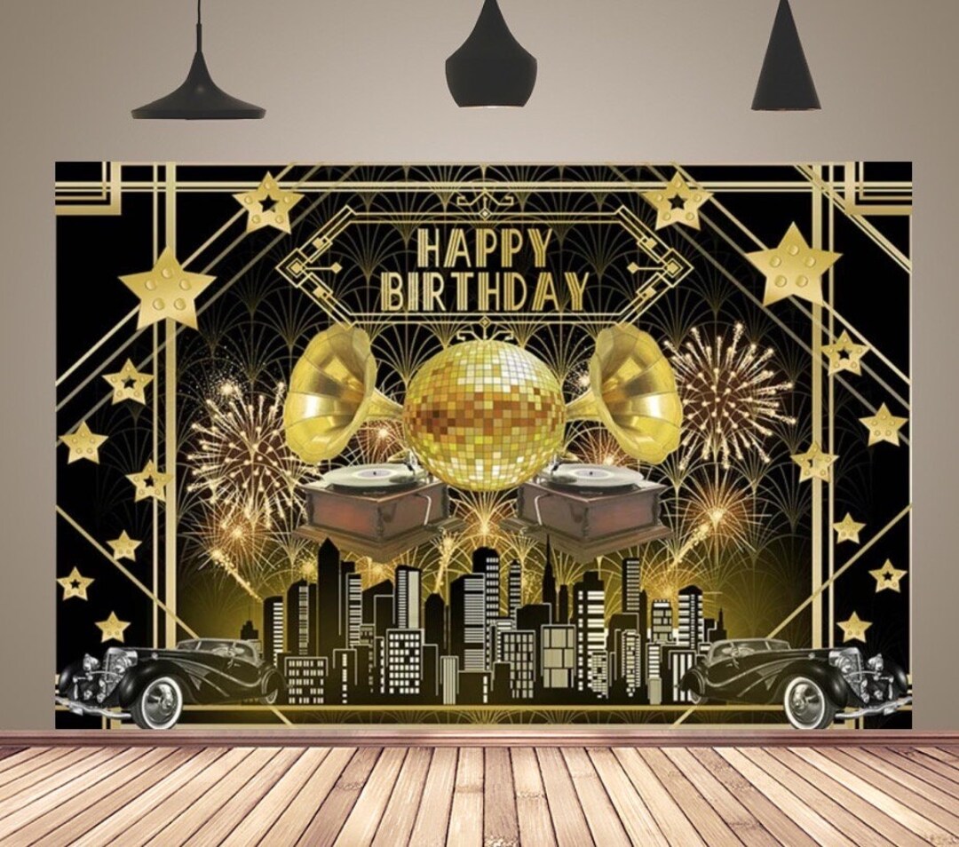 The Great Gatsby Backdrops Gatsby Happy Birthday Party Banner ...