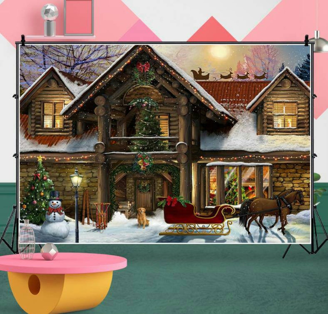 Xmas Snow Landscape Photography Backdrop Banner Christmas - Etsy