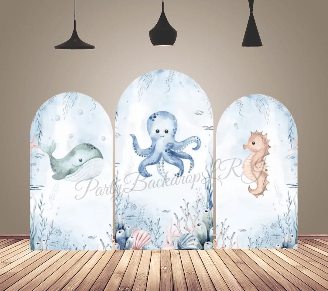 Underwater Sea Octopus Chiara Arch Wall Backdrop Cover Kids Birthday ...