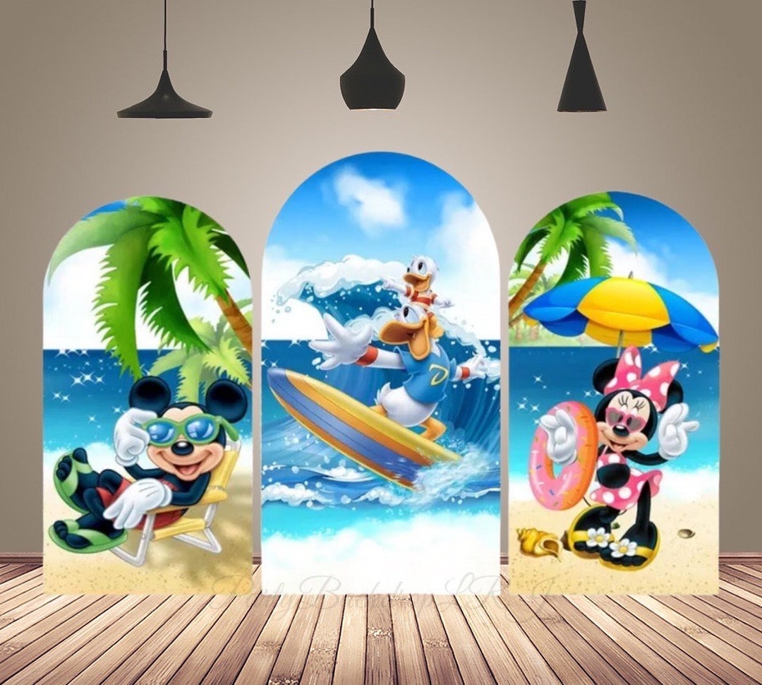 Summer Surfing Minnie Mouse Arch Backdrop Cover: Birthday Party ...