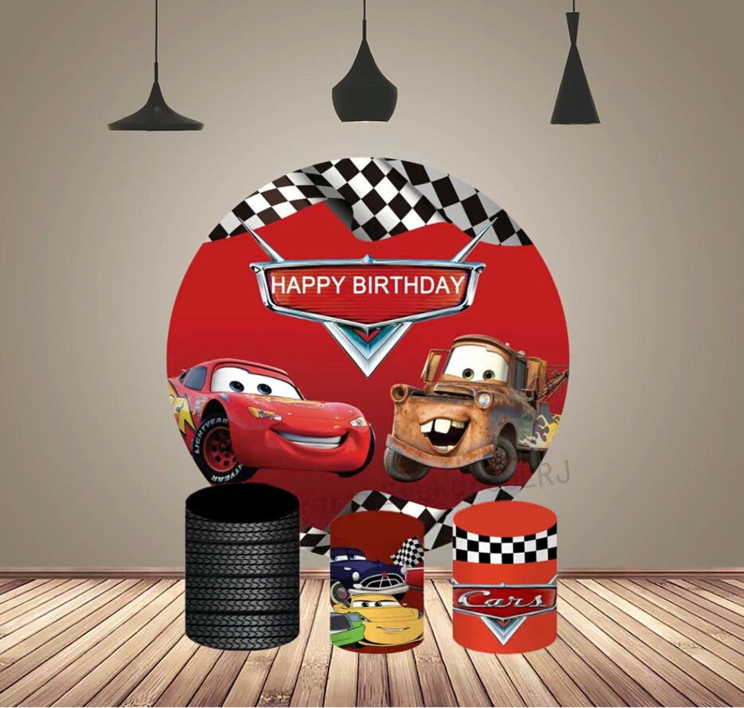 Disney Cars Round Backdrop Baby Birthday Photography Background Cover ...