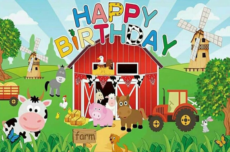 Farm Animals Theme Birthday Photography Backdrop Baby's - Etsy