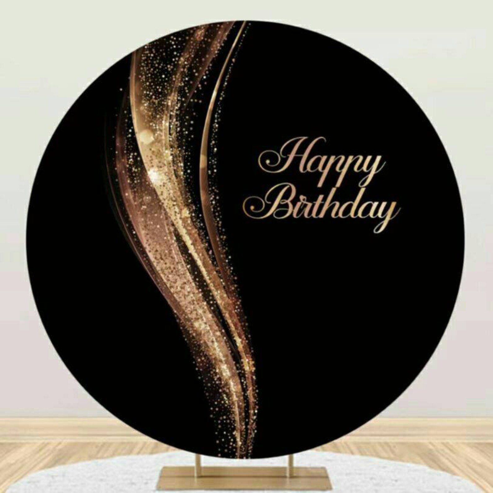 Black Round Backdrop Cover Gold Glitter Circle Photography - Etsy