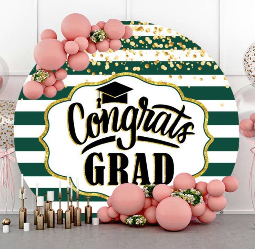Striped With Sequins Grad Round Photography Backdrop Cover Graduation ...