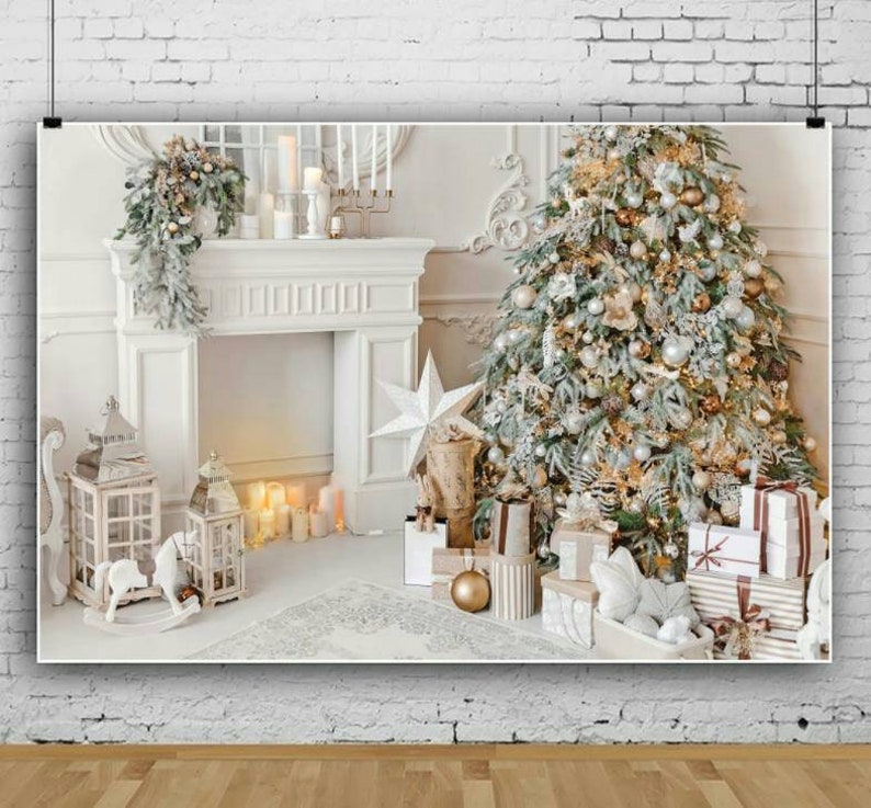White Christmas Photography Backdrop Banner Christmas Tree - Etsy