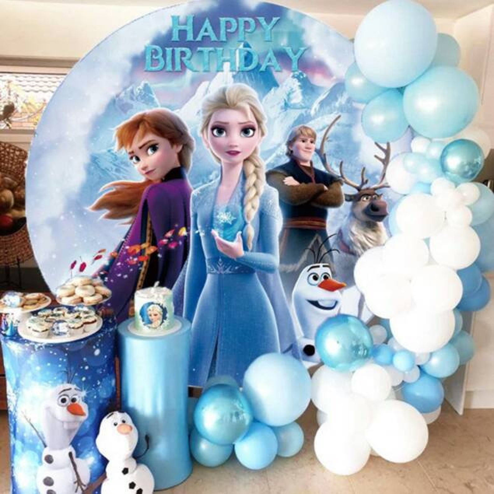 Frozen Elsa Birthday Party Decoration Custom Name Round - Etsy Canada
