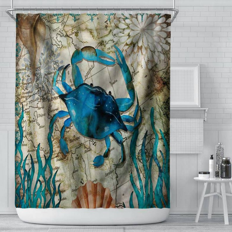 Ocean Creature Underwater World Shower Curtain Starfish Water - Etsy