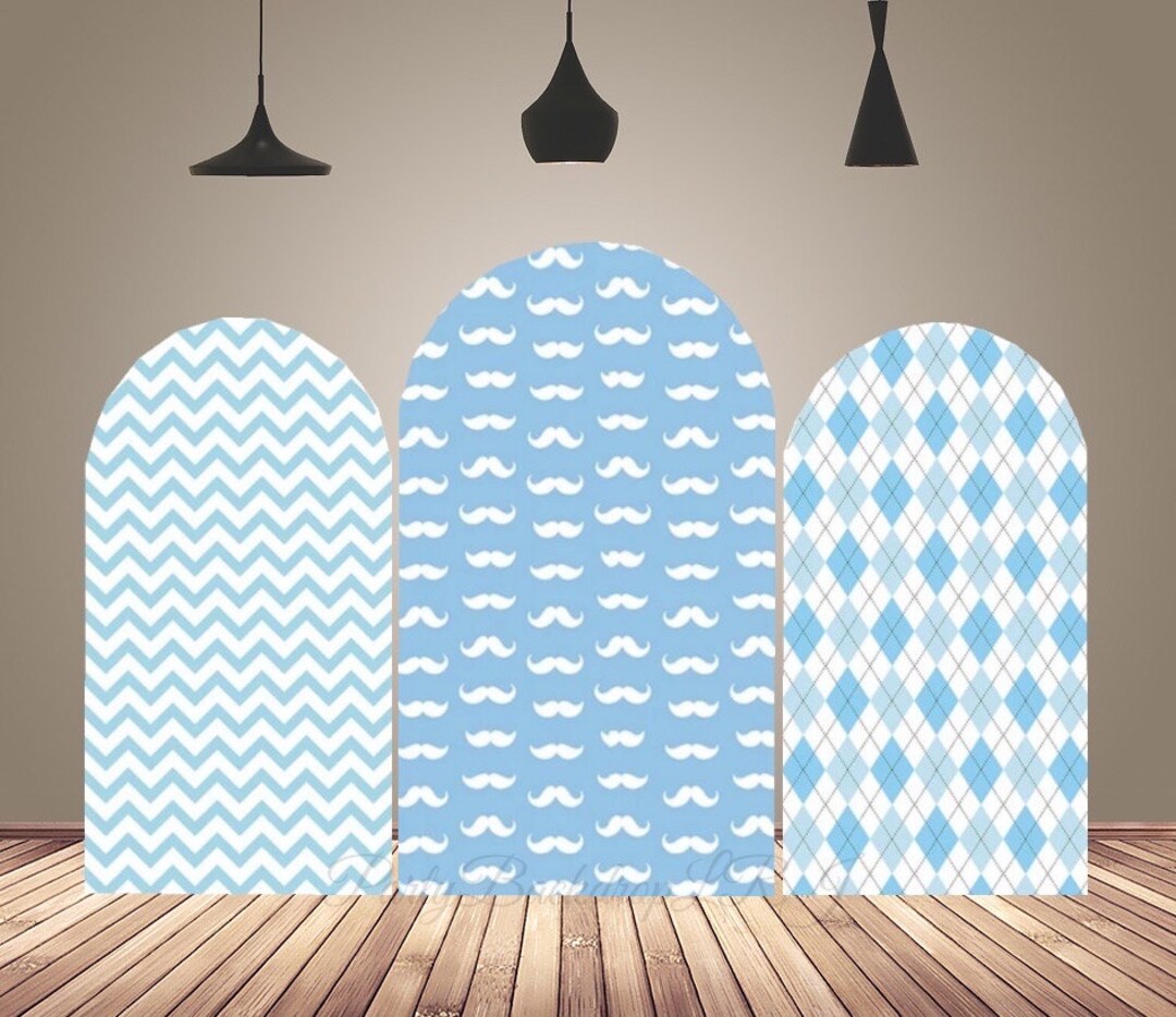 Light Blue Arch Backdrop Cover Waves Beard Baby Birthd Newborn Party ...