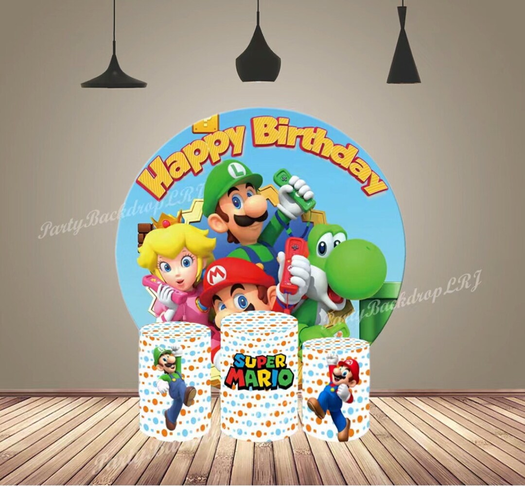 Cartoon Round Arch Backdrop Cover Mario Baby Shower Photography ...