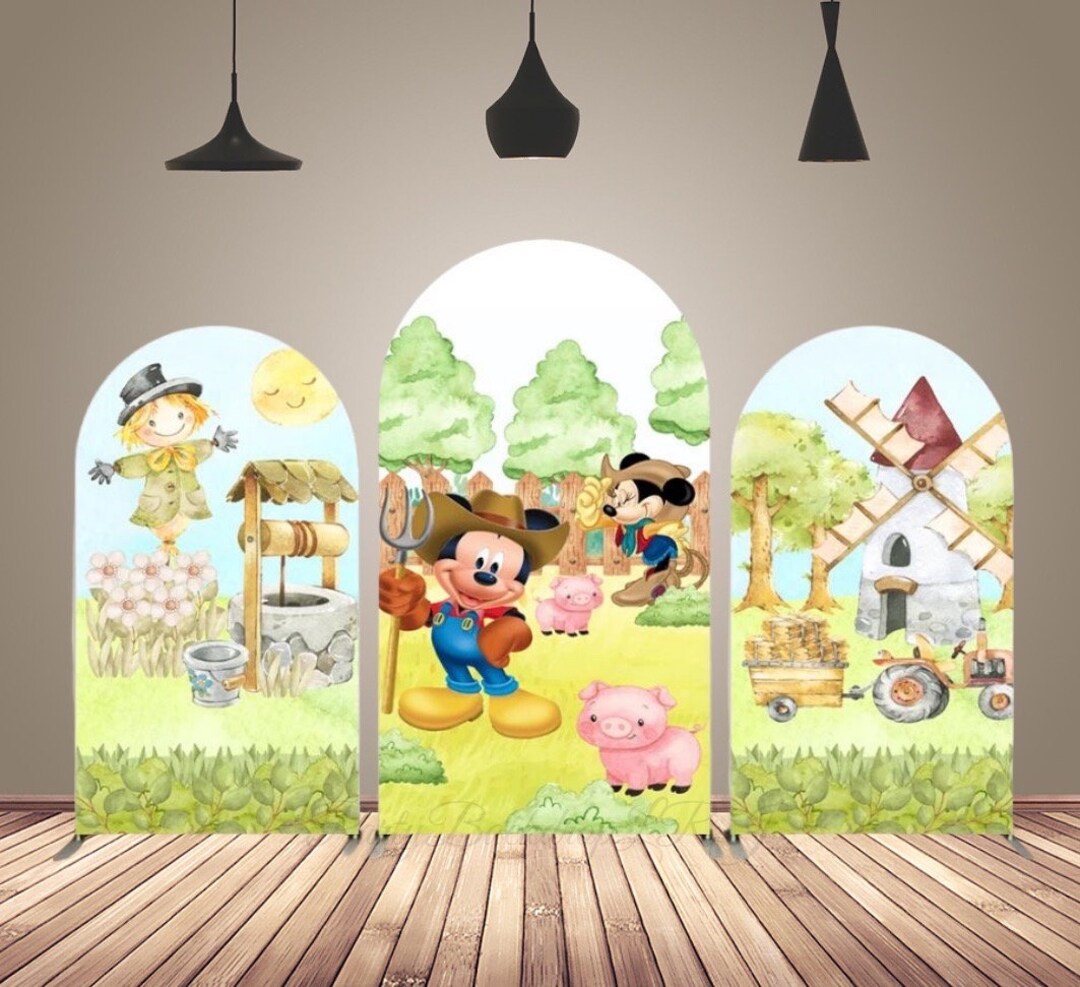 Farm Mickey Mouse Arch Backdrop Cover Children Birthday Party Backdrop ...