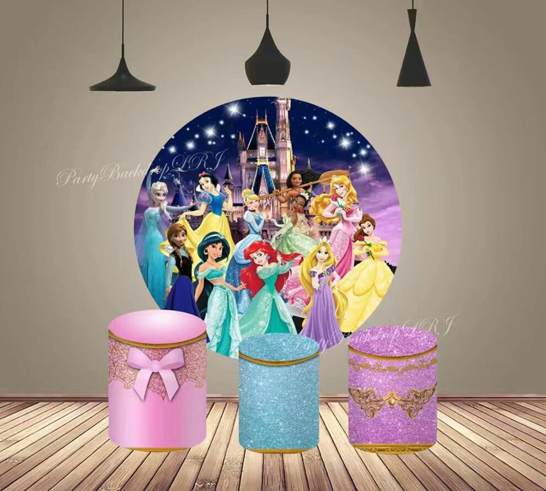 Disney Princess Round Arch Backdrop Party Photography Background Cover ...