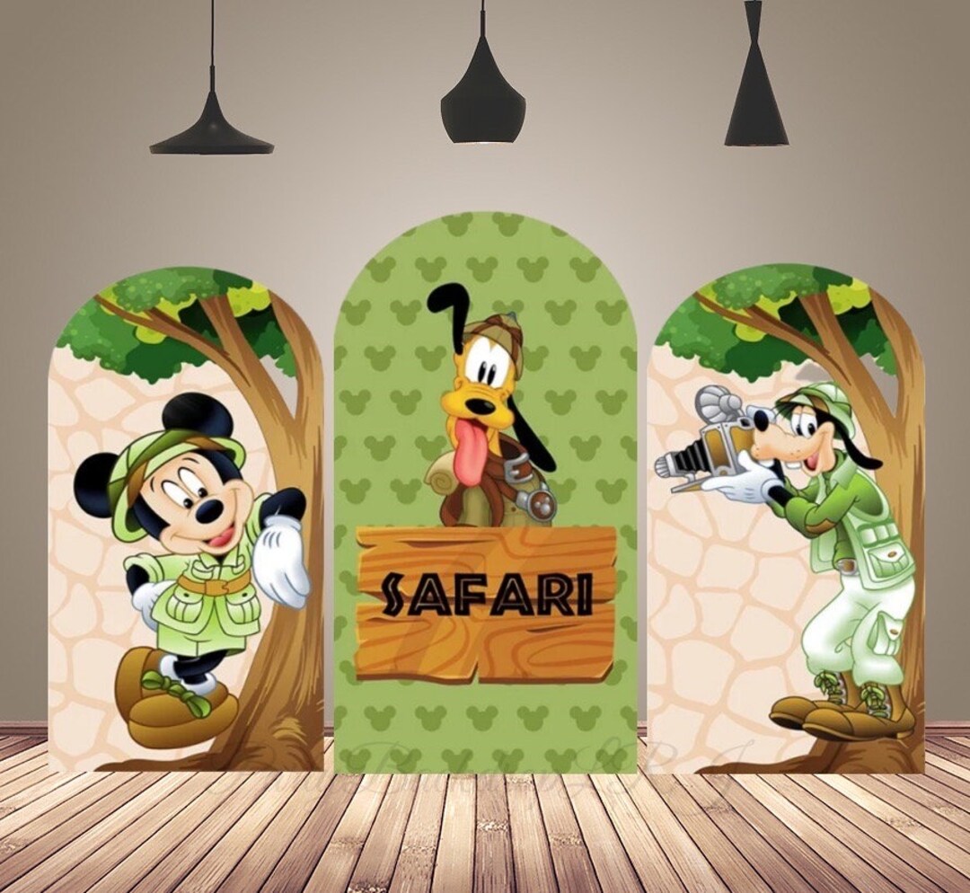 Double Sided Disney Safari Mickey Mouse Arch Cover Birthday Arch ...