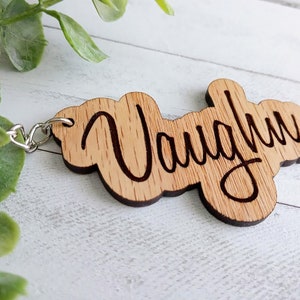 Personalized Wooden Name Keychain: Engraved Backpack Tag - Etsy