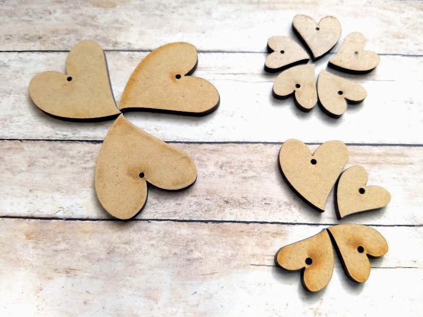10 Pcs Wooden Hearts Tiny With Hole. Small Hearts Set for - Etsy