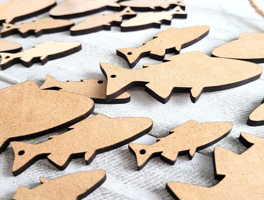 Laser Cut Wooden Fish Blanks: DIY Craft Making, Keychain, Tag (10 Pcs ...