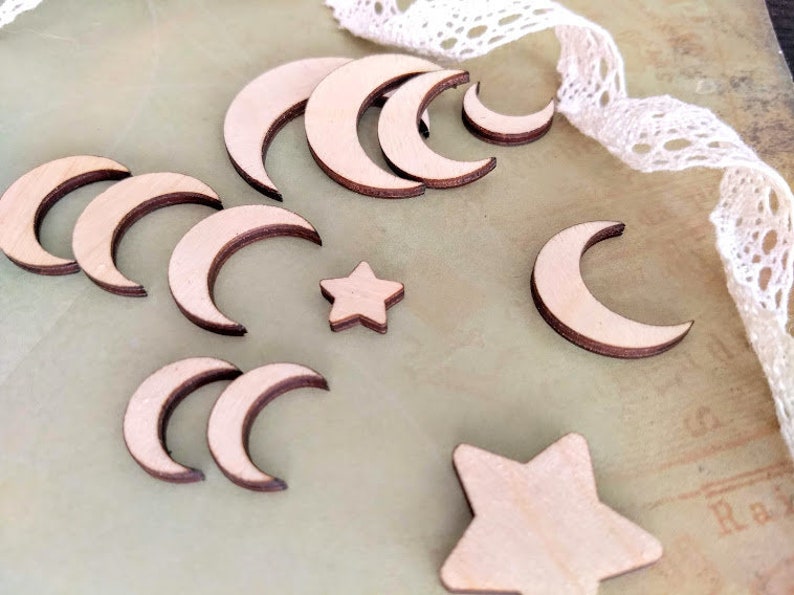 10 Pcs - Laser Cut Crescent Moons. Wooden Moons Shape for Craft Making ...