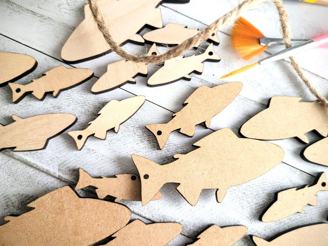 Laser Cut Wooden Fish Blanks: DIY Craft Making, Keychain, Tag (10 Pcs ...