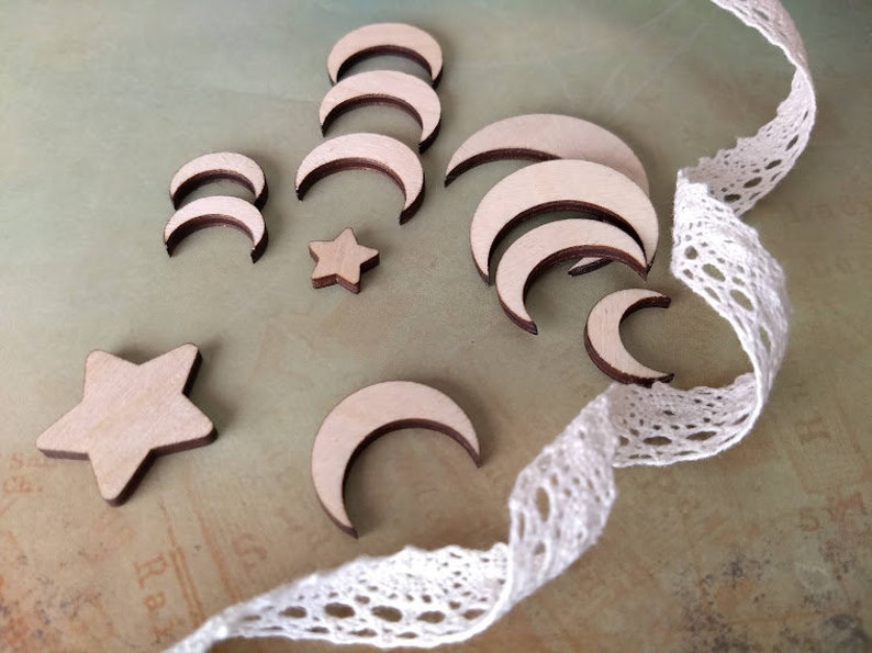10 Pcs - Laser Cut Crescent Moons. Wooden Moons Shape for Craft Making ...