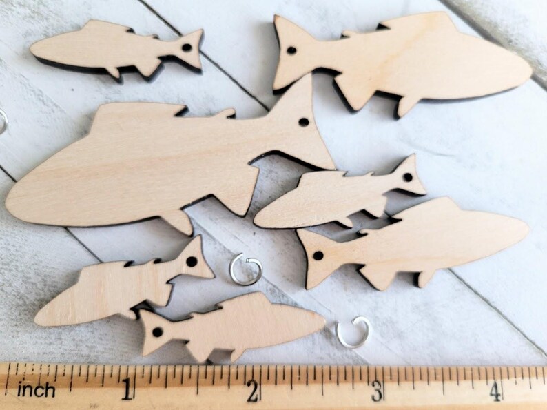 Laser Cut Wooden Fish Blanks: DIY Craft Making, Keychain, Tag (10 Pcs ...