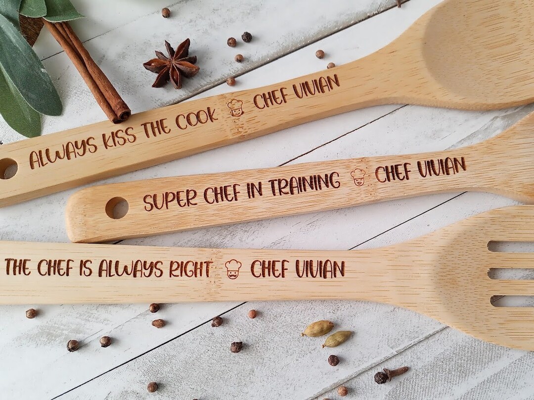 Personalized Bamboo Cooking Spoon: Engraved Kitchen Gift - Etsy