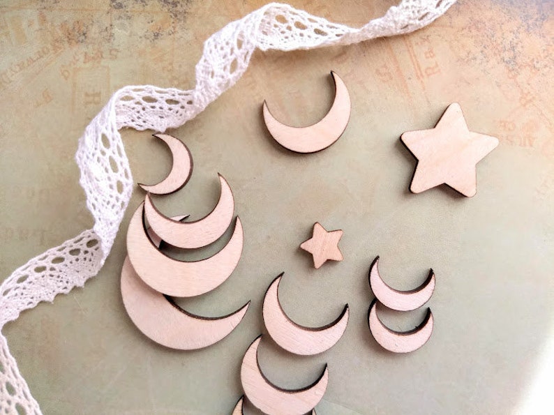 10 Pcs - Laser Cut Crescent Moons. Wooden Moons Shape for Craft Making ...