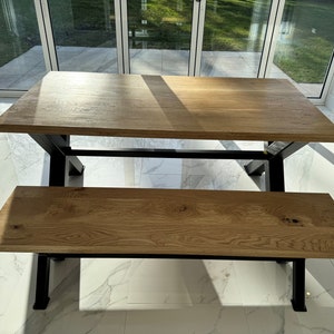 Solid Oak Dinning Table + Bench - X- Frame Legs. - Etsy