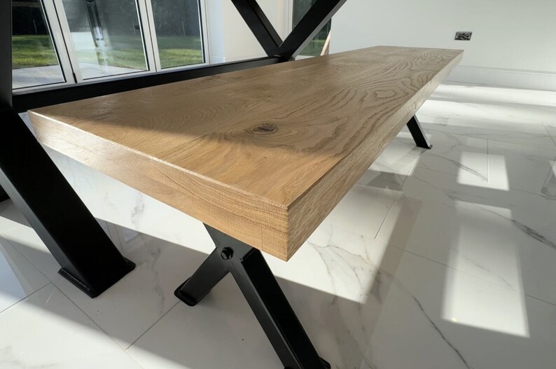 Solid Oak Dinning Table + Bench - X- Frame Legs. - Etsy
