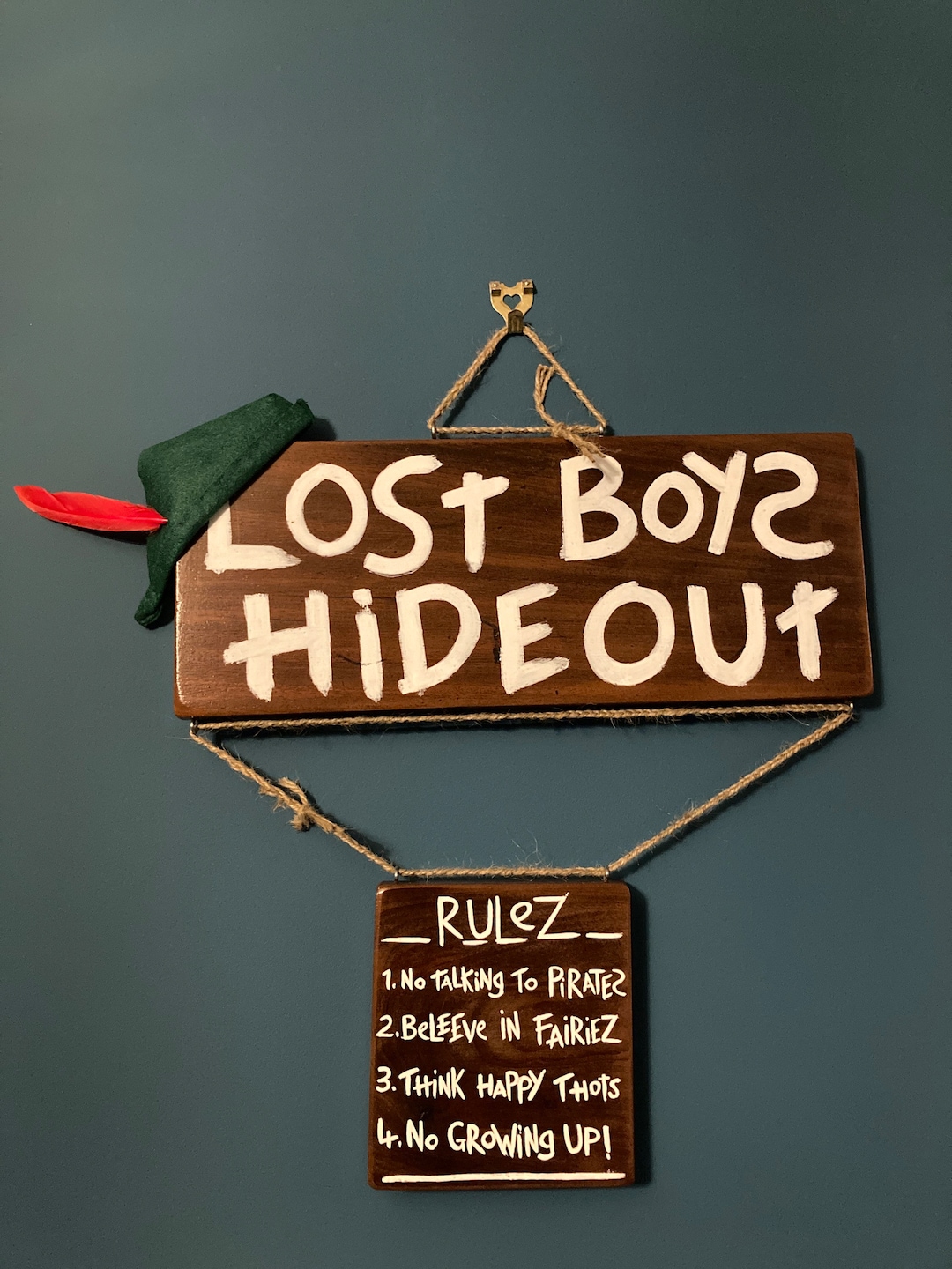 Hand Painted - Peter Pan - Lost Boys Hideout and Rulez Sign - - Etsy UK