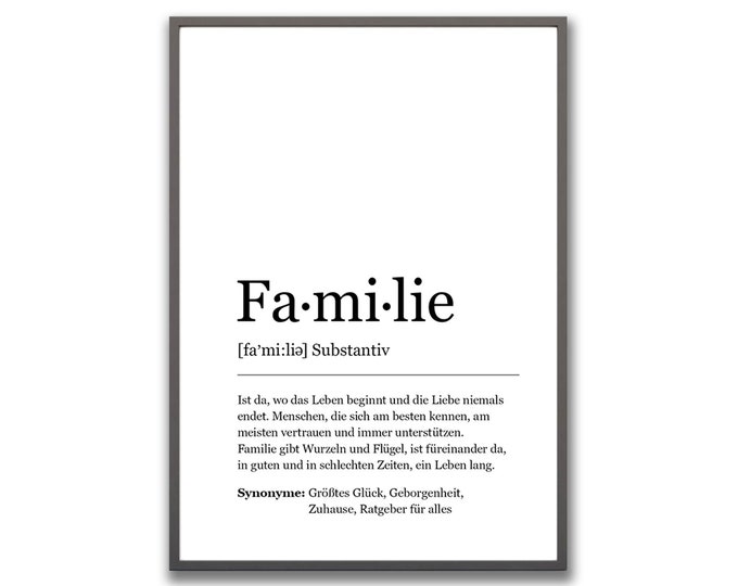 Definition Family Poster Download Minimalist - Etsy