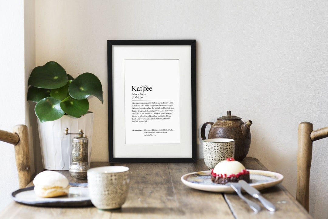 Coffee Art Print in a Black Frame With Passe-partout, Picture, Poster ...