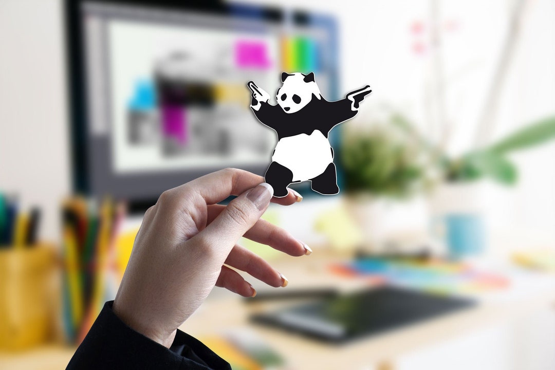 Banksy Shooting Panda Bear Sticker Bumper Sticker Urban Street Art ...