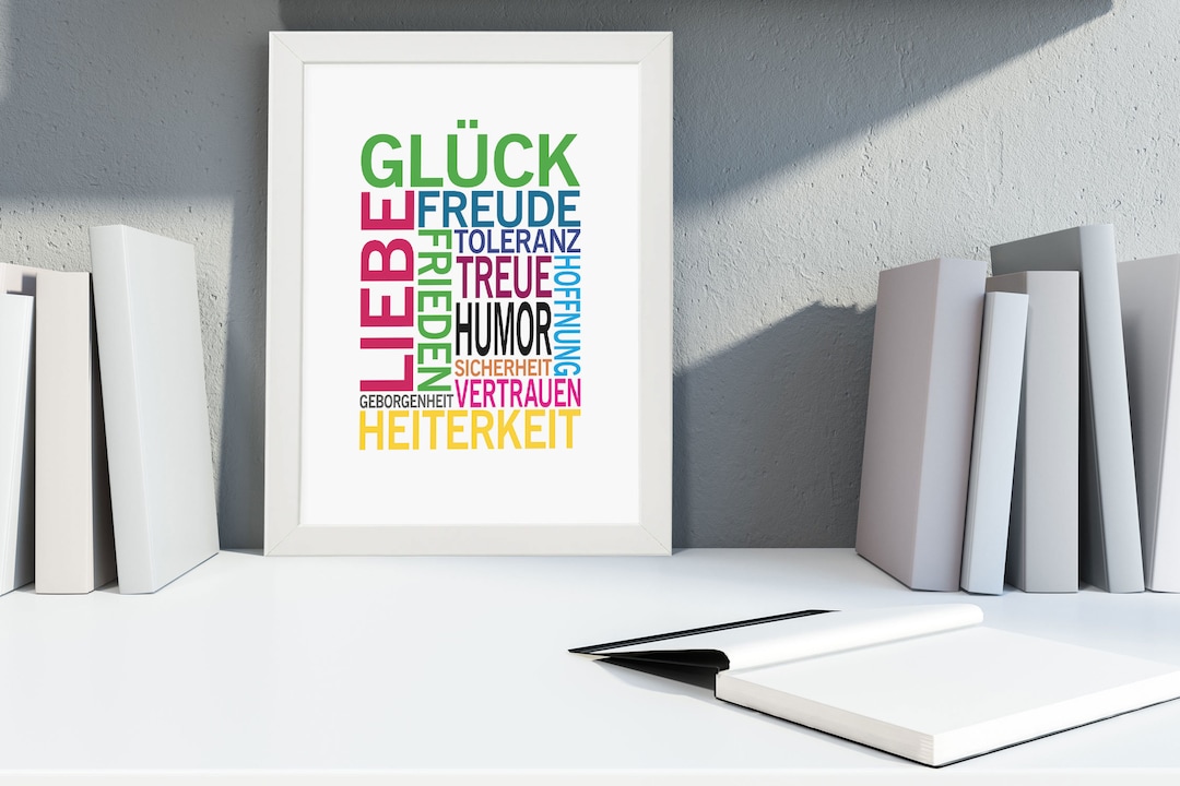 Glück & Freude Kunstdruck im Rahmen Deko Wandbild Poster gerahmt Din A4 ...
