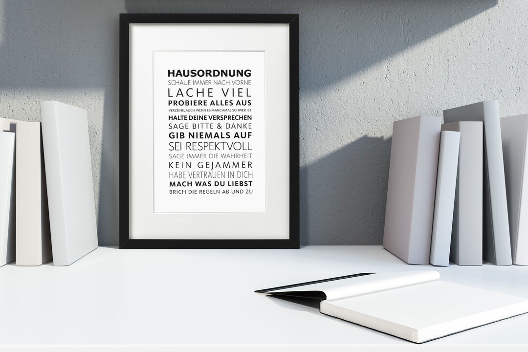 House Rules Art Print in Black Frame With Passepartout Decoration Wall ...