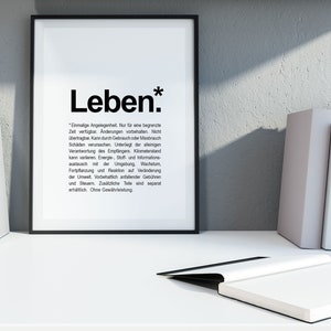 Definition Leben Kunstdruck Bild Poster Deko Philosophie Din A4 Fine ...