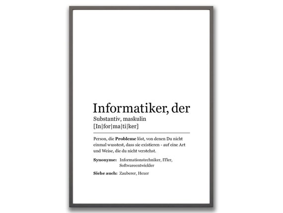 Informatiker Bild Poster Wandbild Beruf Geschenkidee Deko Din - Etsy