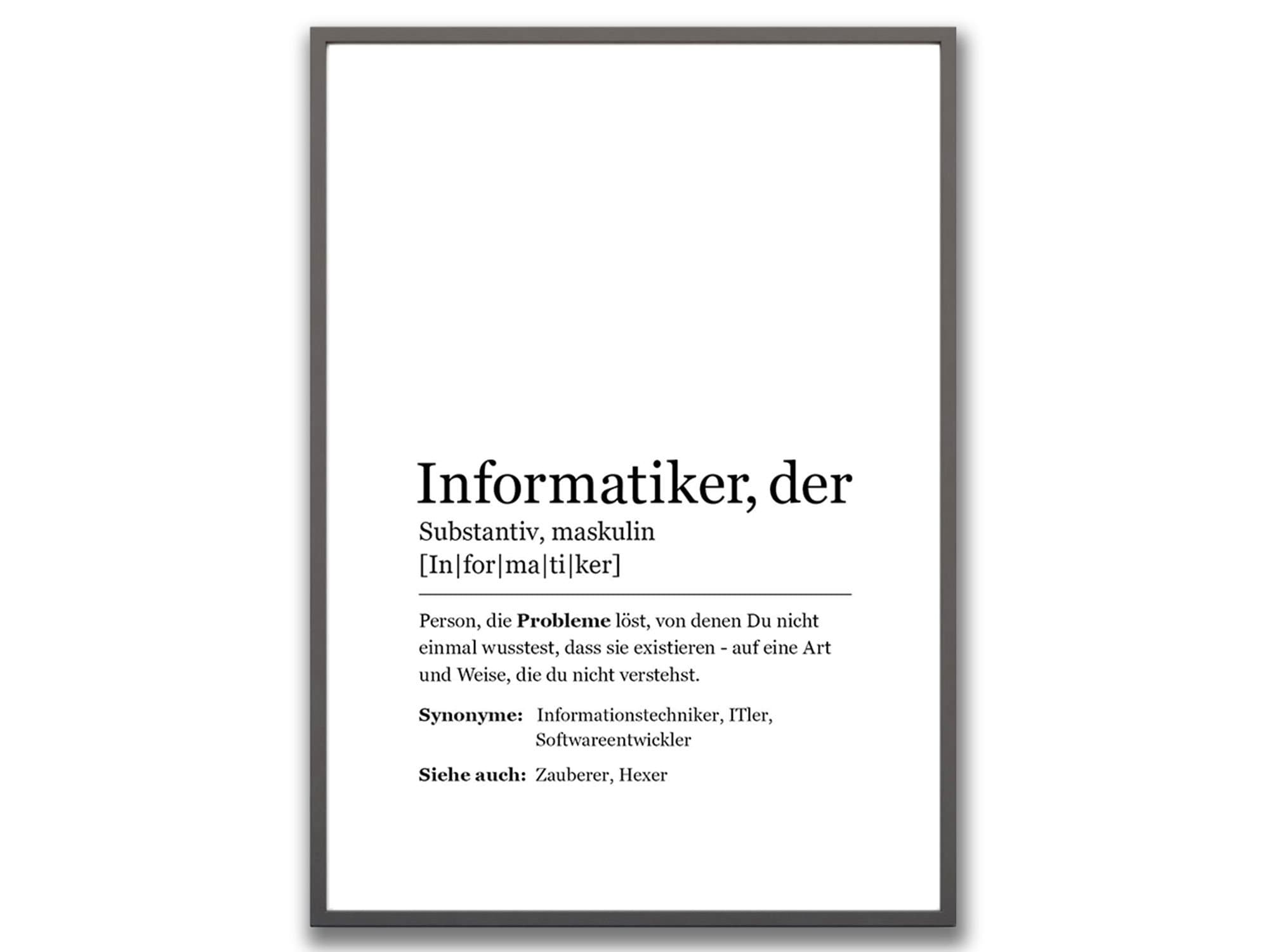 Informatiker Bild Poster Wandbild Beruf Geschenkidee Deko Din - Etsy.de
