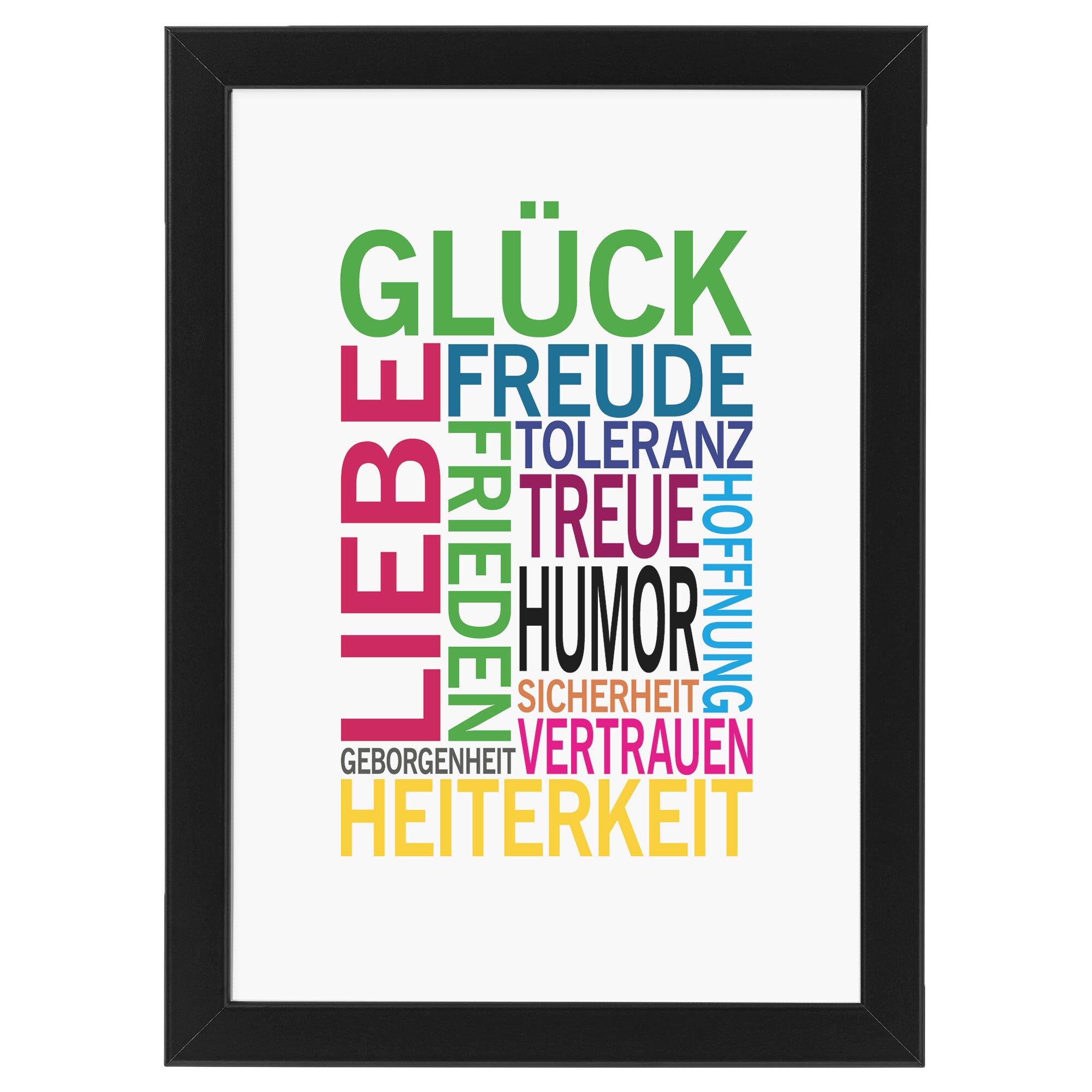 Glück & Freude Kunstdruck im Rahmen schwarz Deko Wandbild - Etsy.de