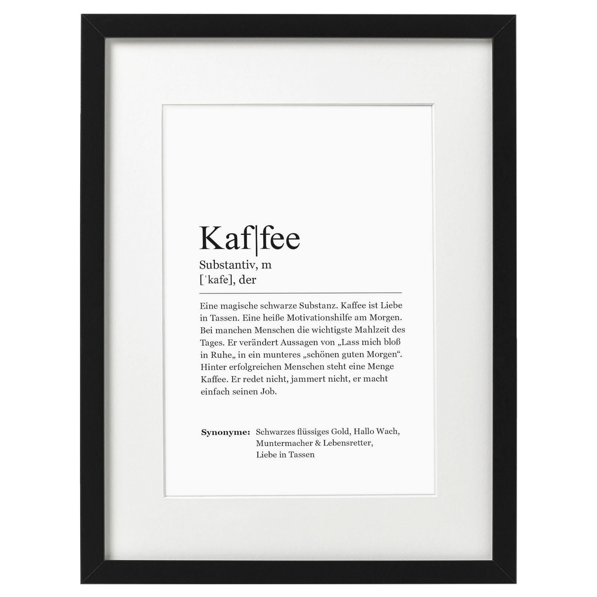 Coffee Art Print in a Black Frame With Passe-partout, Picture, Poster ...