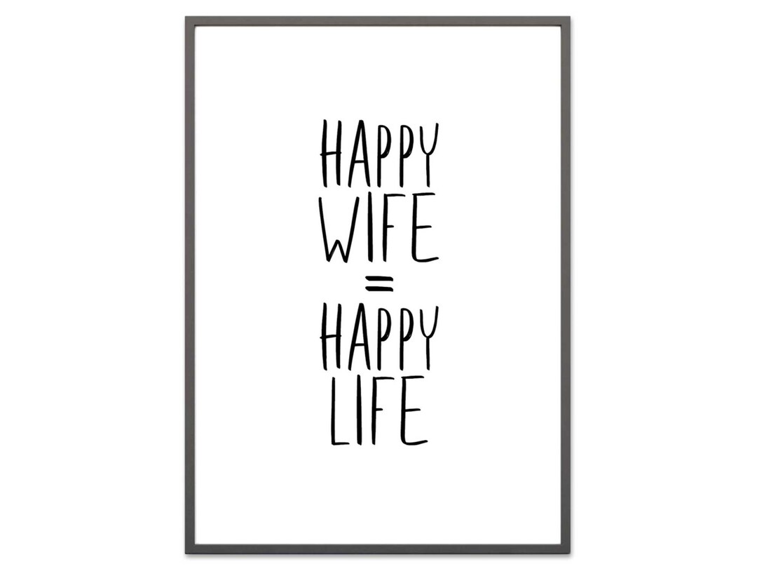Happy Wife Life Image Download Poster PDF File Mural Gift Idea ...
