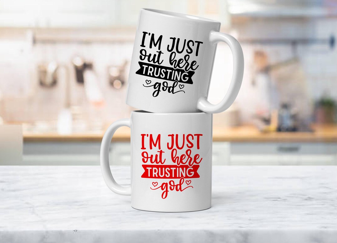 Trusting God Coffee Mug: Inspirational Christian Gift With Lid & Spoon ...