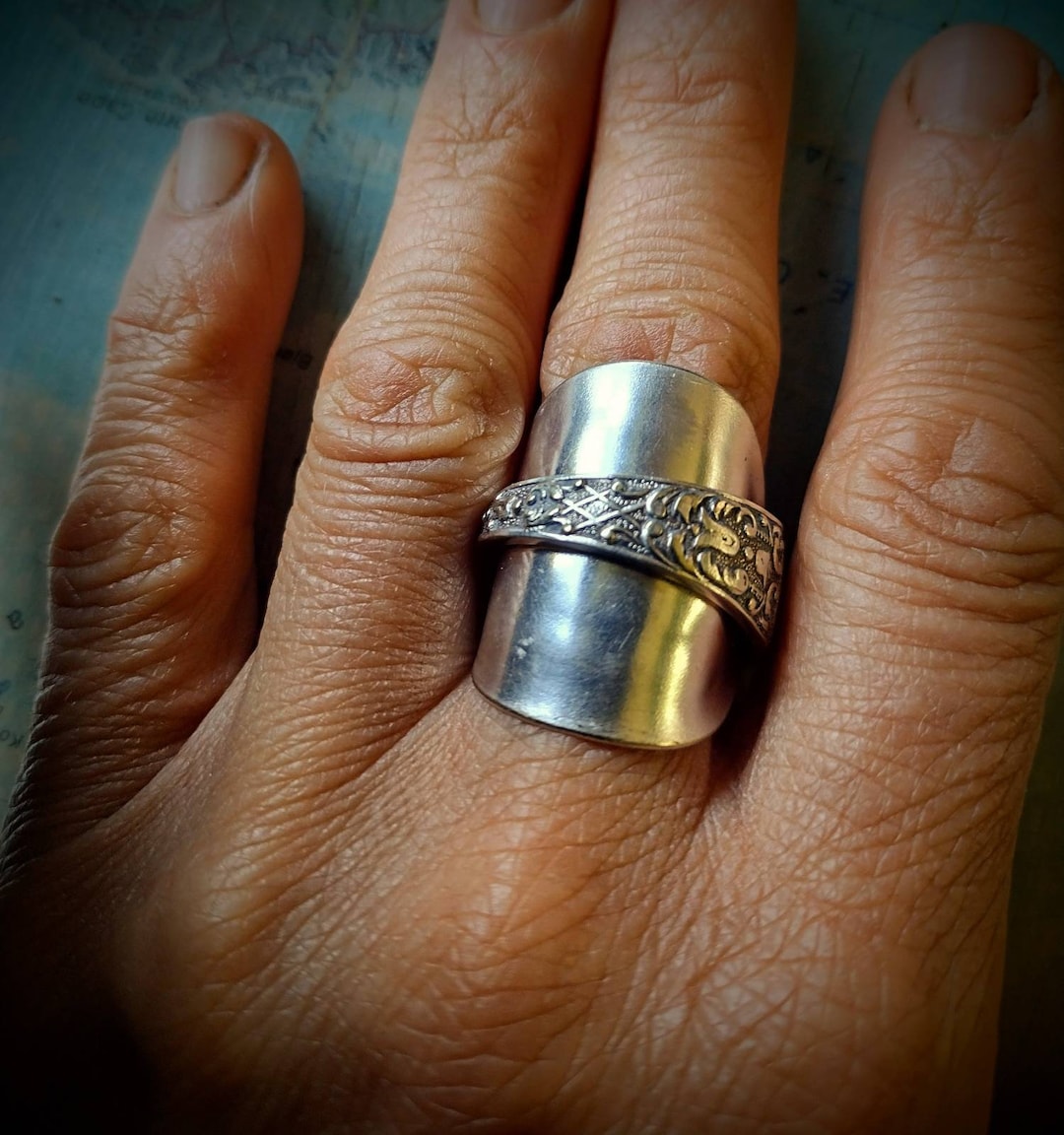 Chunky Unisex Ring Hand Crafted From a Vintage Electro Plated Nickel ...
